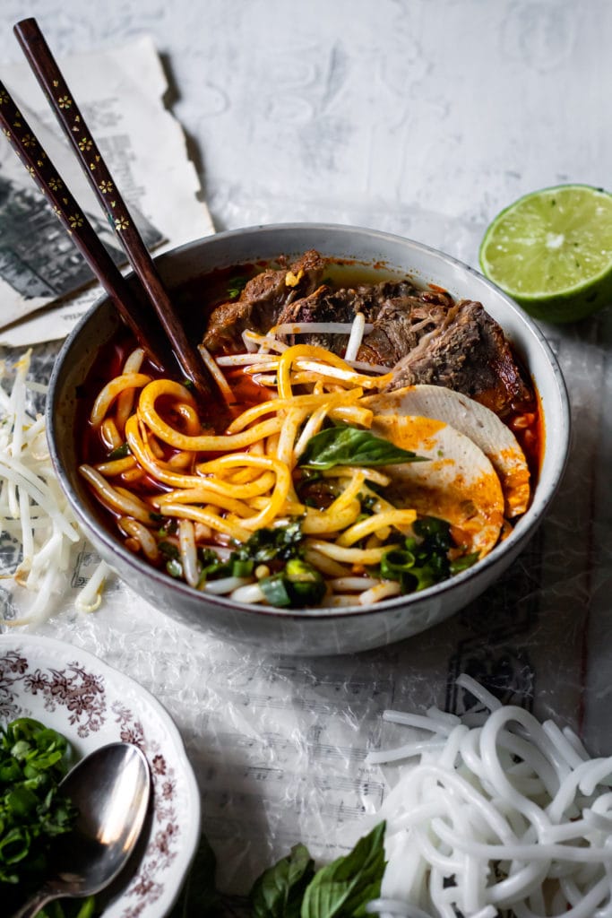 Spicy Vietnamese Beef Noodle Soup (Bun Bo Hue) - Cooking Therapy