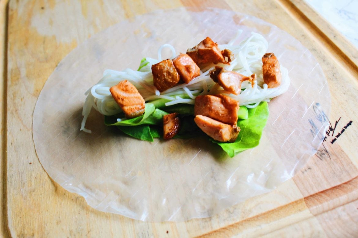 Salmon and Pork Loin Spring Rolls - Cooking Therapy