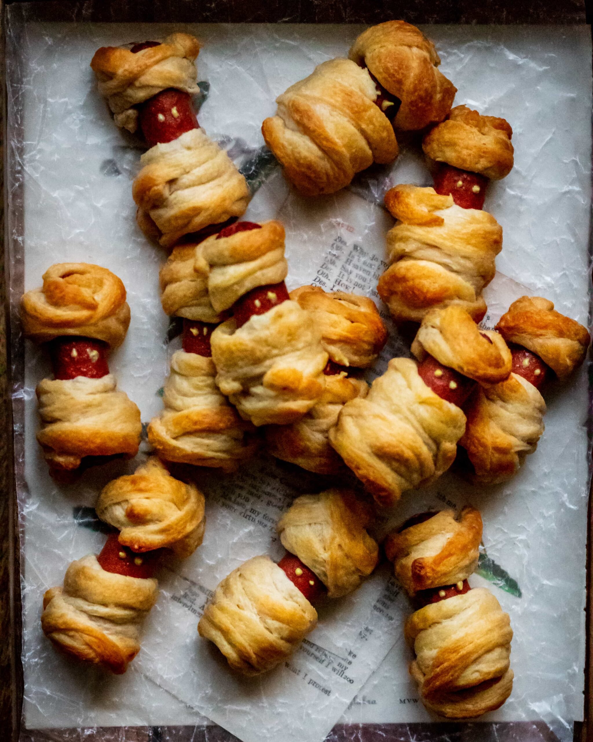 Halloween Inspired Mummy Crescent Dogs - Cooking Therapy