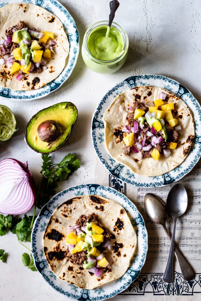 Beef Short Rib Tacos with Avocado Crema - Cooking Therapy