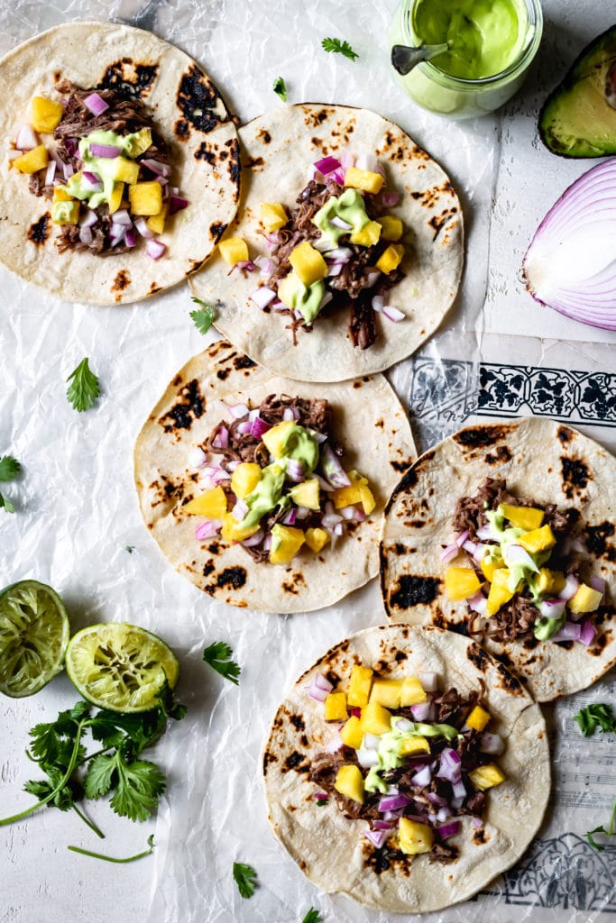 Beef Short Rib Tacos with Avocado Crema - Cooking Therapy