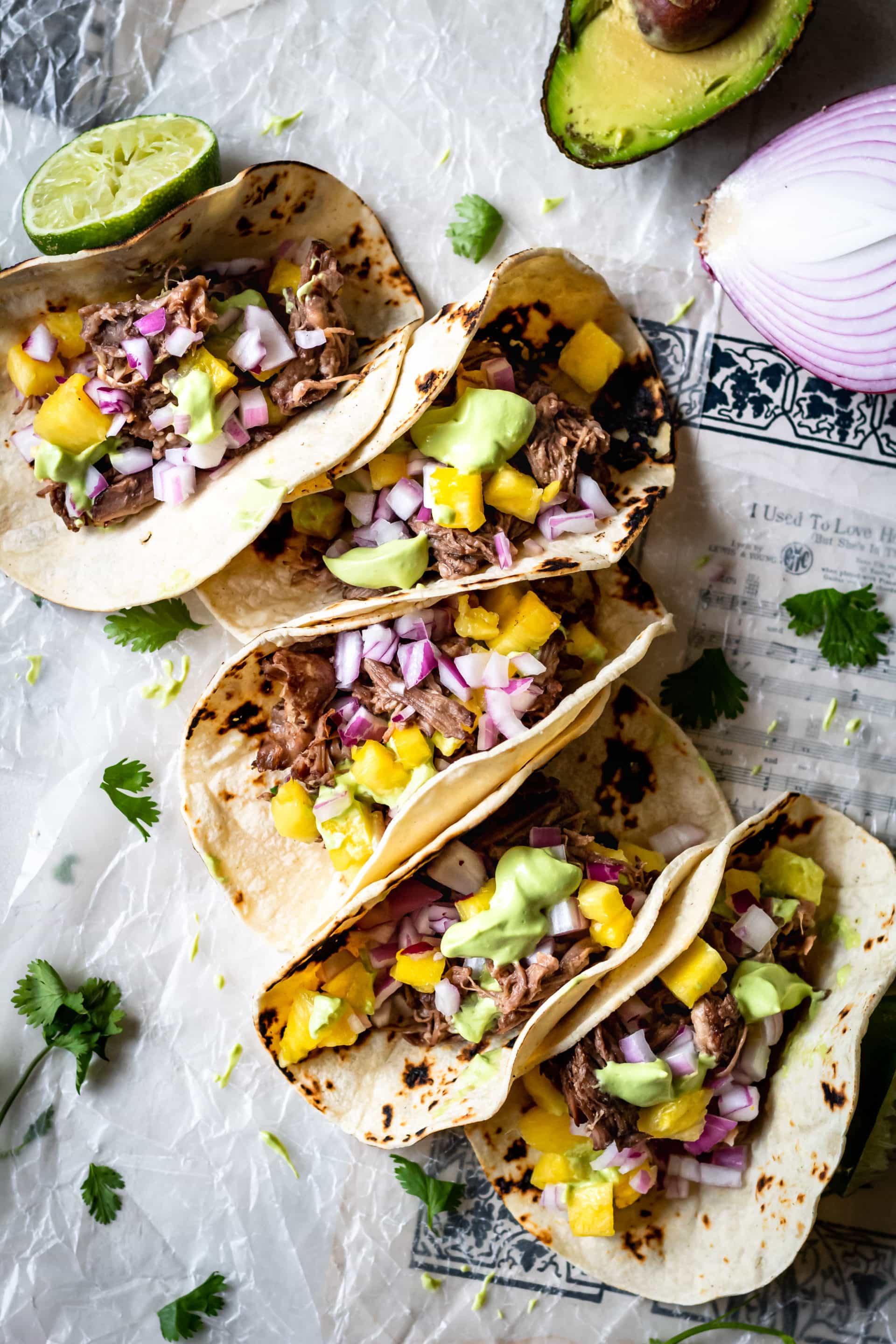 Beef Short Rib Tacos with Avocado Crema - Cooking Therapy
