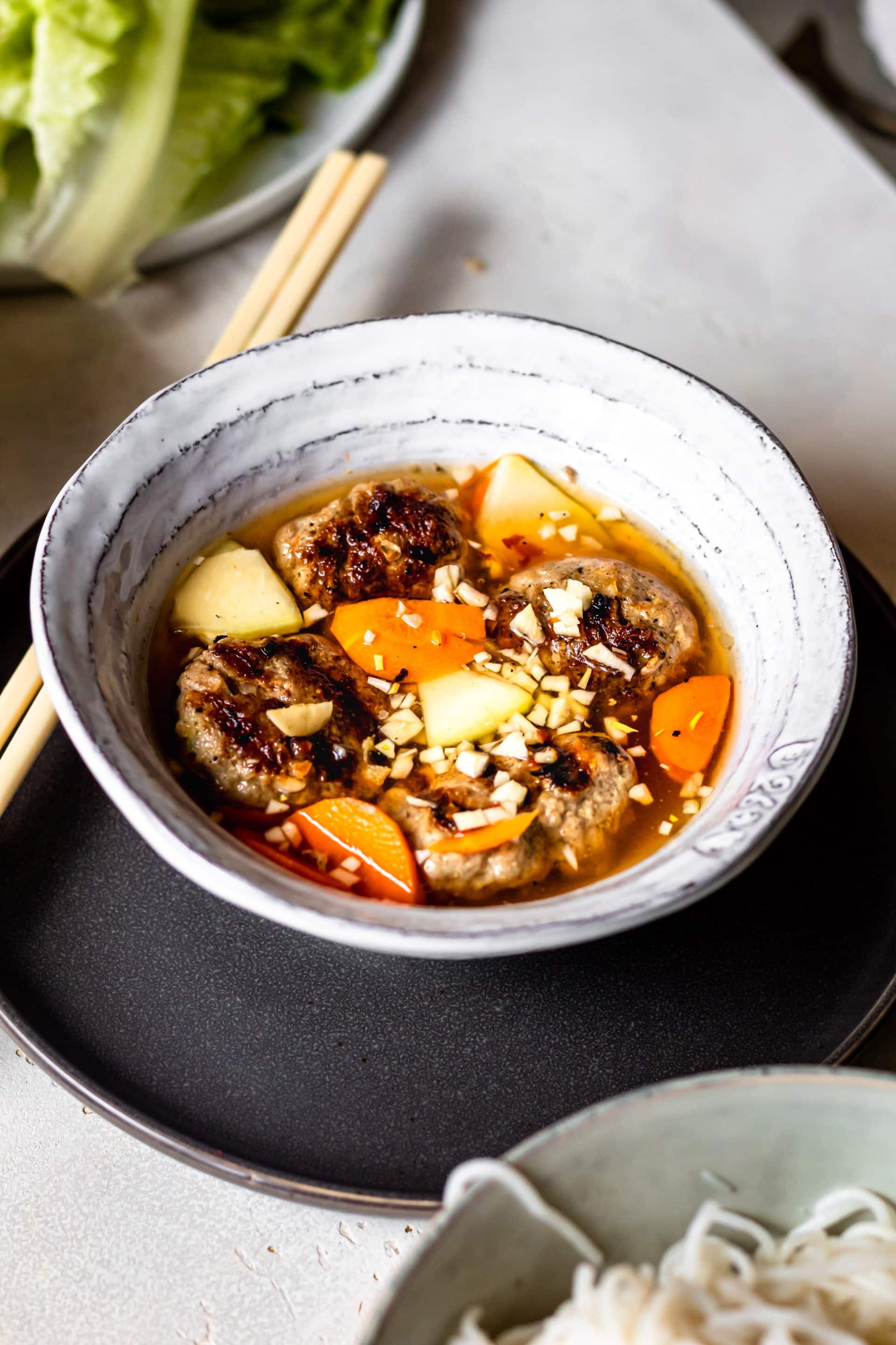 Traditional Bun Cha Hanoi (Vietnamese Pork Meatballs) - Cooking Therapy