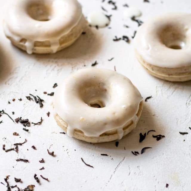 Earl Grey Mochi Donuts with a Lemon Glaze - Cooking Therapy
