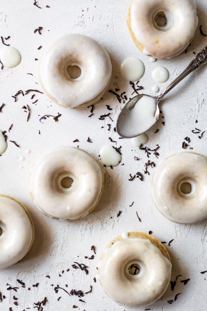 Earl Grey Mochi Donuts with a Lemon Glaze - Cooking Therapy