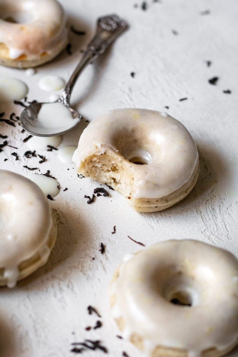 Earl Grey Mochi Donuts with a Lemon Glaze - Cooking Therapy