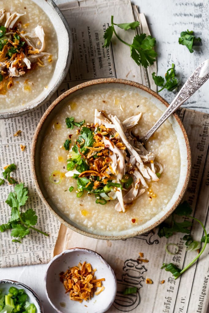 Chicken Congee (with homemade chicken broth) - Cooking Therapy