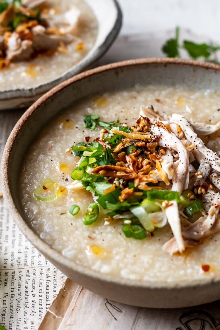 Chicken Congee (with homemade chicken broth) - Cooking Therapy