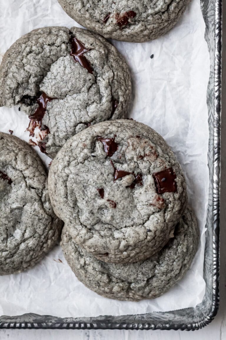 Black Sesame Chocolate Chip Cookies - Cooking Therapy