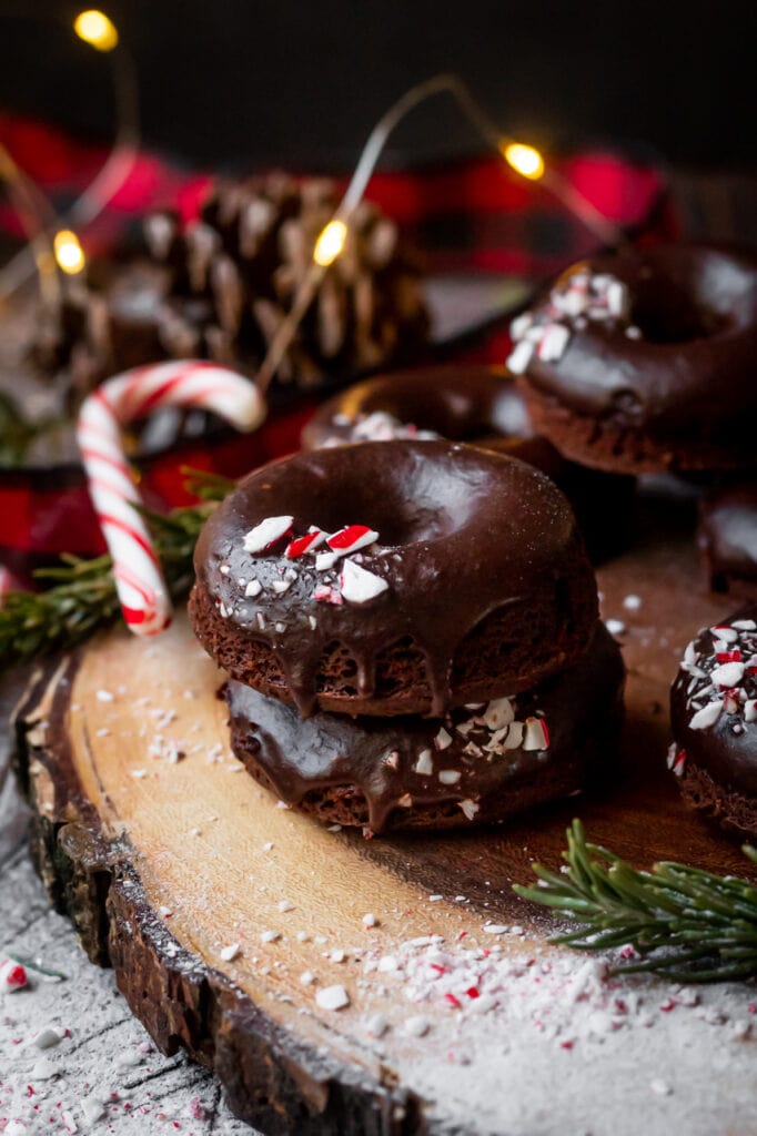 Baked Chocolate Peppermint Mochi Donuts - Cooking Therapy