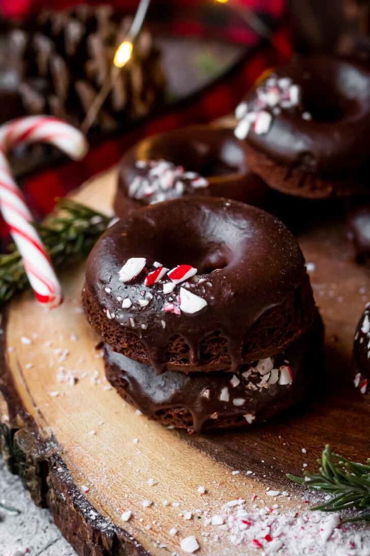 Baked Chocolate Peppermint Mochi Donuts - Cooking Therapy