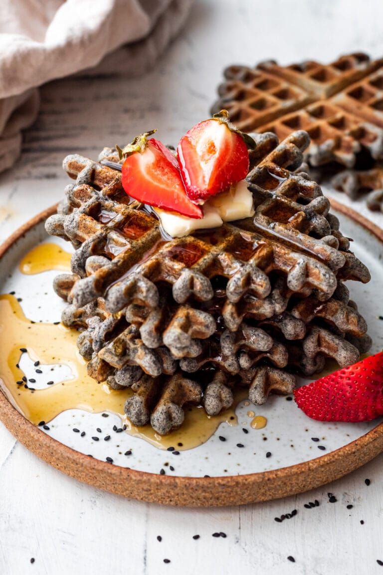 Black Sesame Waffles - Cooking Therapy