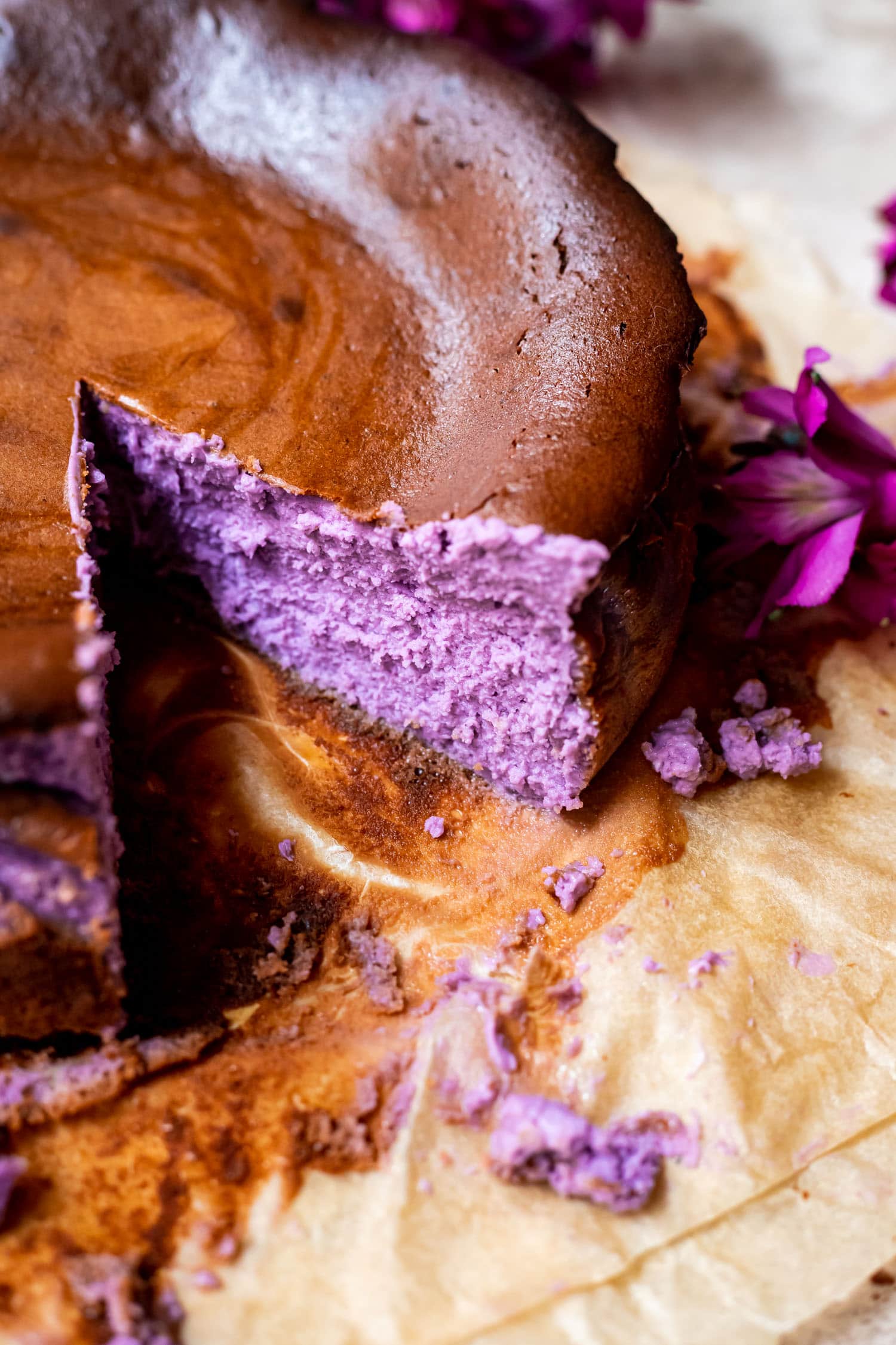 Ube Basque Cheesecake (with natural ube flavor) - Cooking Therapy