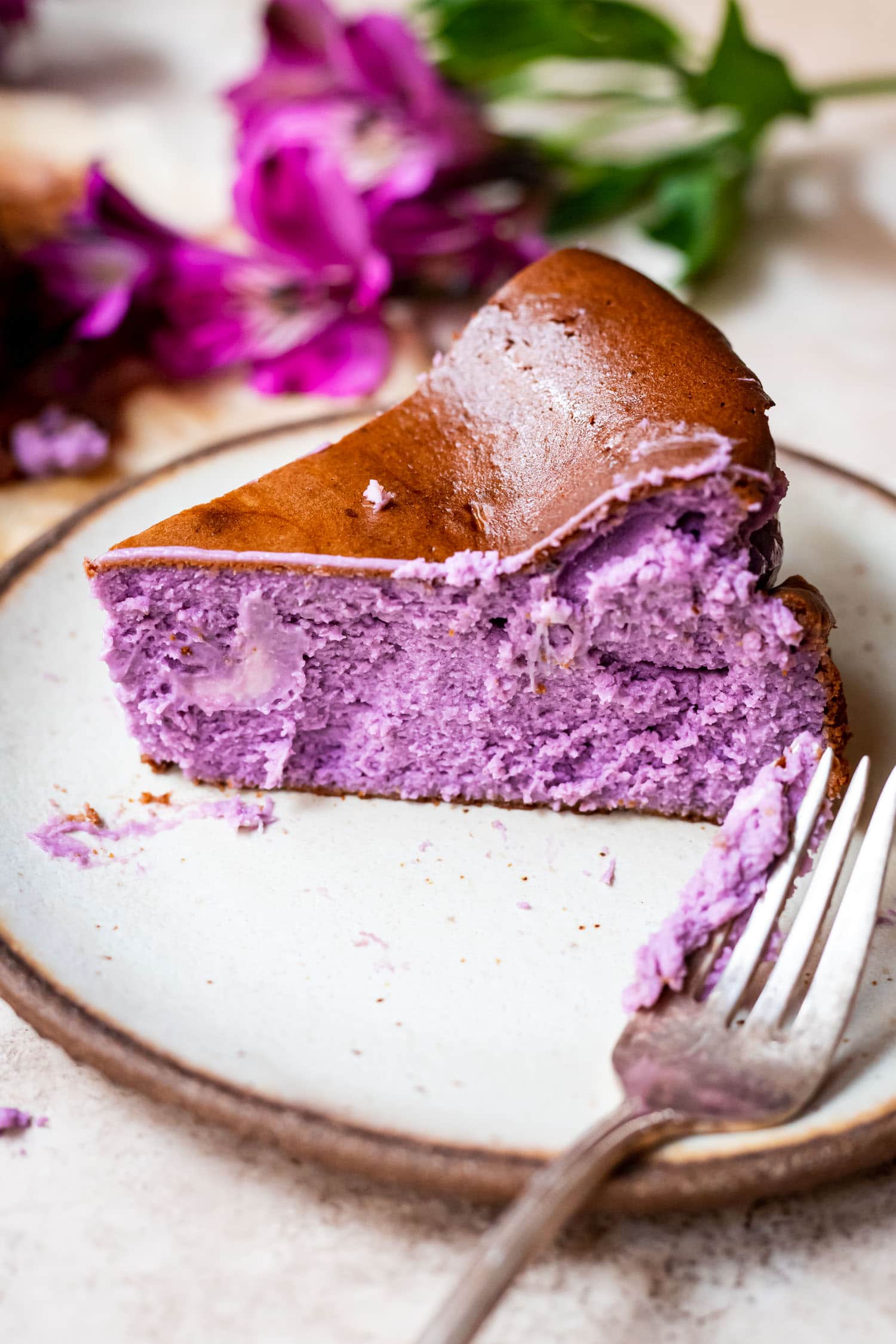 Ube Basque Cheesecake (with natural ube flavor) - Cooking Therapy