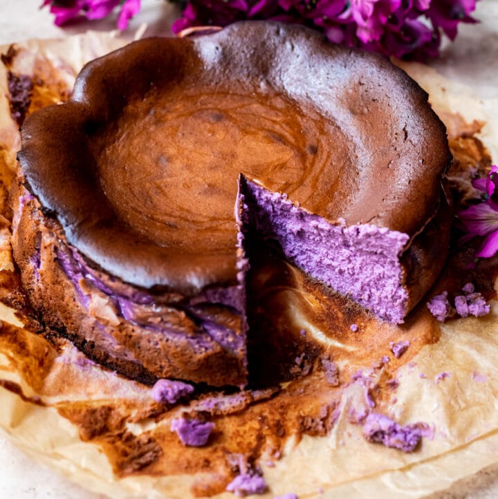 Ube Basque Cheesecake (with natural ube flavor) - Cooking Therapy