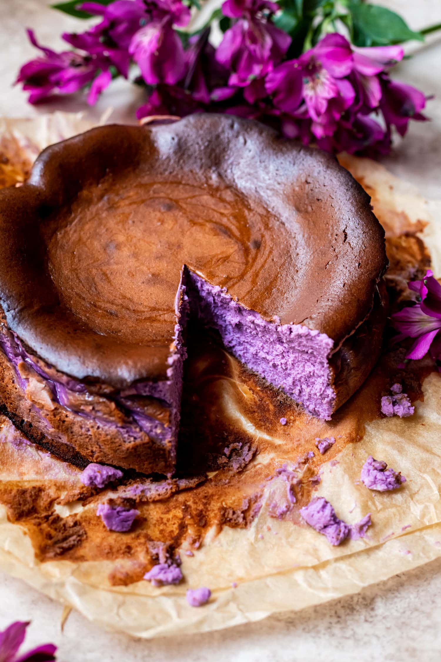 Ube Basque Cheesecake (with natural ube flavor) - Cooking Therapy