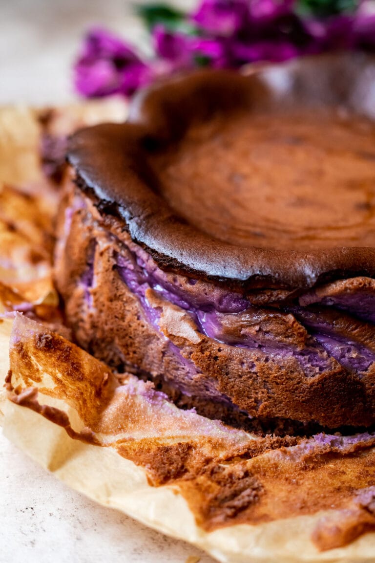 Ube Basque Cheesecake (with natural ube flavor) - Cooking Therapy