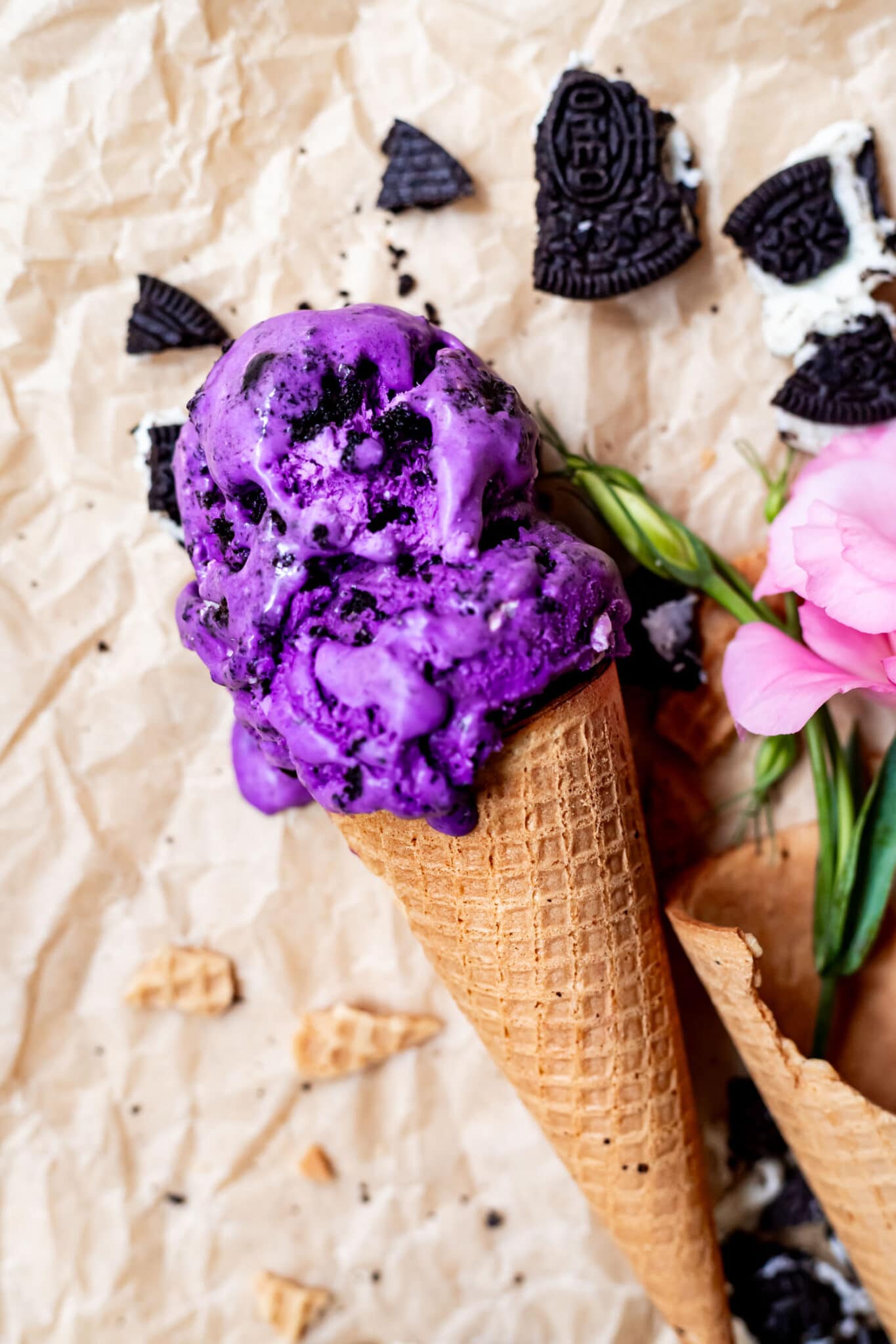 No Churn Ube Oreo Ice Cream - Cooking Therapy