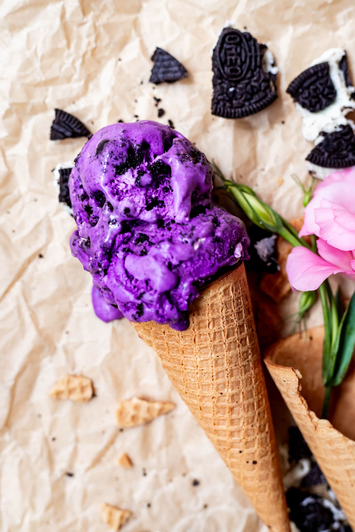 No Churn Ube Oreo Ice Cream - Cooking Therapy
