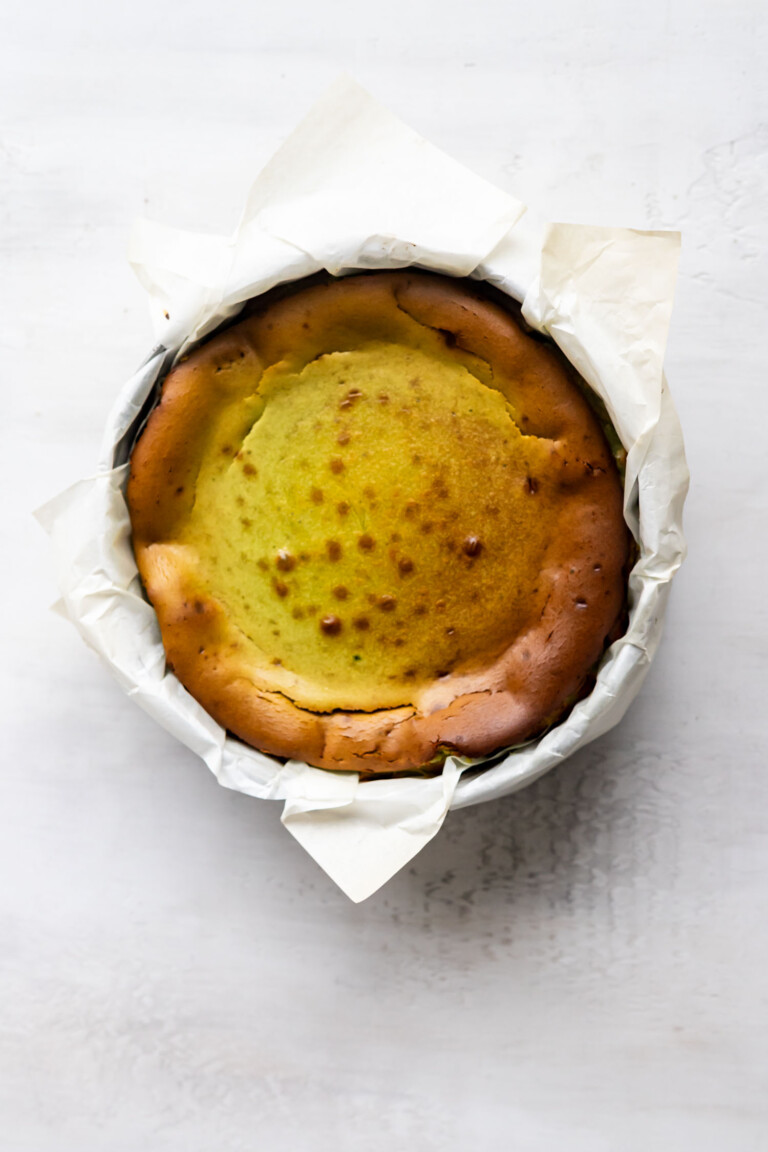 Decadent Matcha Basque Cheesecake - Cooking Therapy