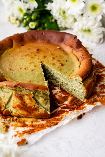 Decadent Matcha Basque Cheesecake - Cooking Therapy