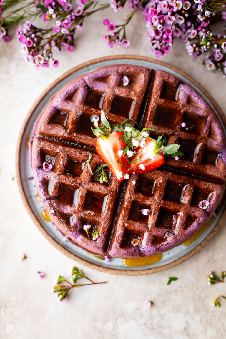 Crispy and Tender Ube Waffles - Cooking Therapy