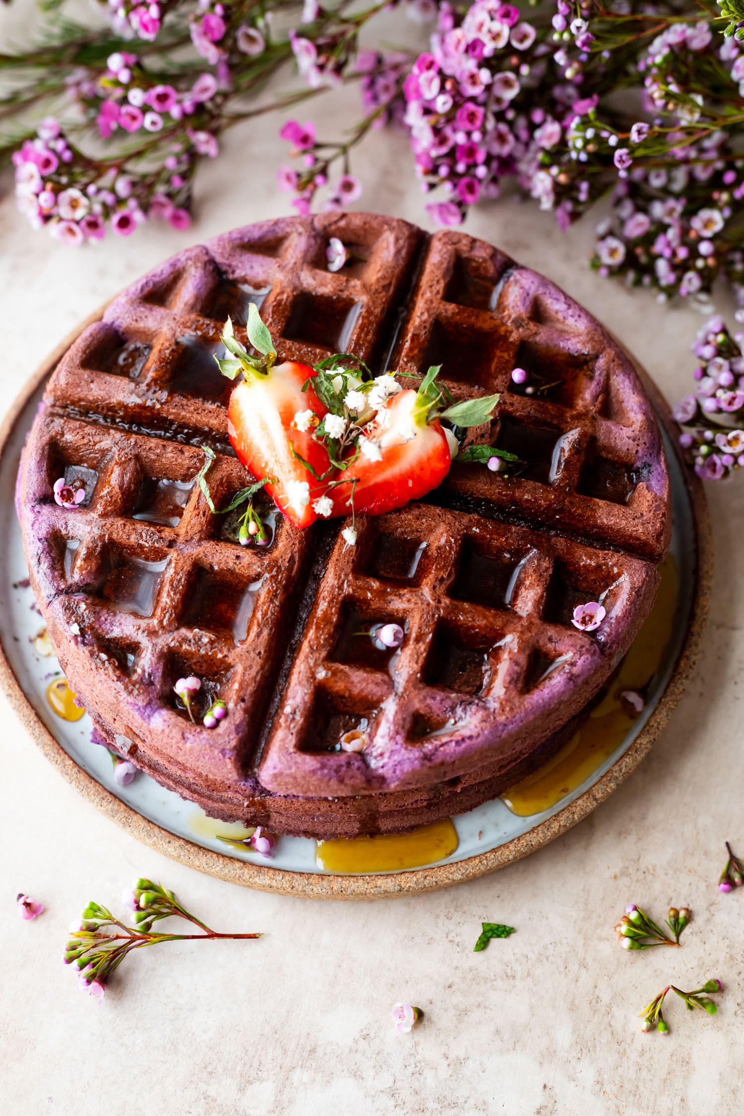 Crispy and Tender Ube Waffles - Cooking Therapy