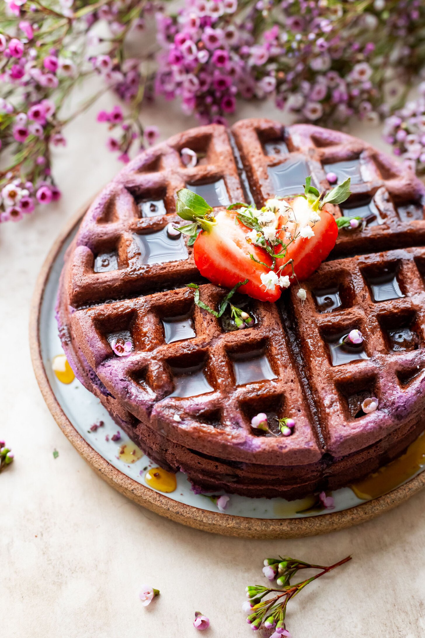 Crispy and Tender Ube Waffles - Cooking Therapy